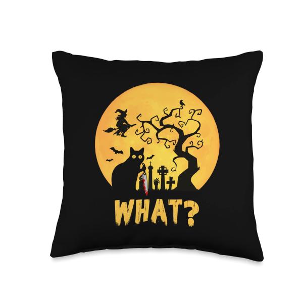 ・Get into the Halloween spirit with this frightfully awesome "Cat What? Murderous Black Cat in Graveyard with Knife" des...