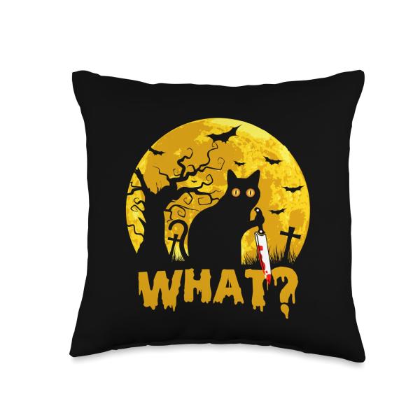 ・Get into the Halloween spirit with this frightfully awesome "Cat What? Murderous Black Cat in Graveyard with Knife" des...