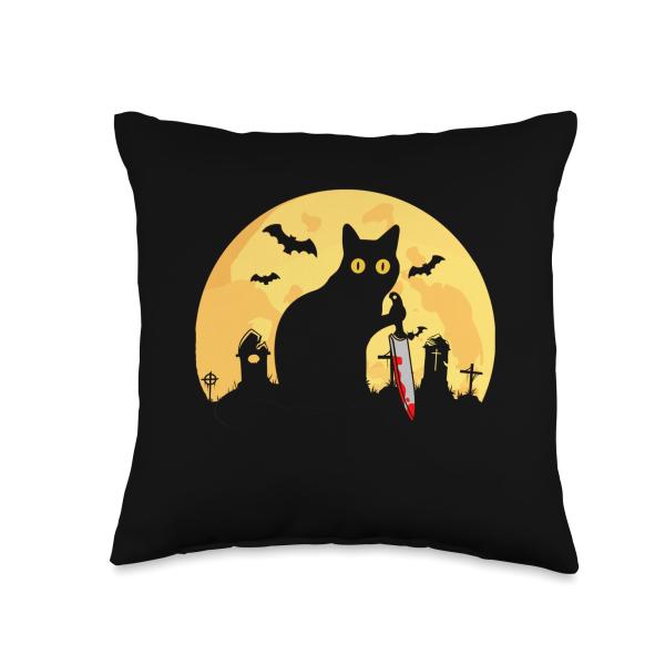・Get into the Halloween spirit with this frightfully awesome "Cat What? Murderous Black Cat in Graveyard with Knife" des...