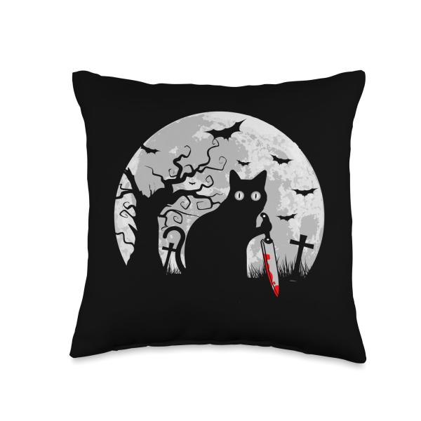 ・Get into the Halloween spirit with this frightfully awesome "Cat What? Murderous Black Cat in Graveyard with Knife" des...