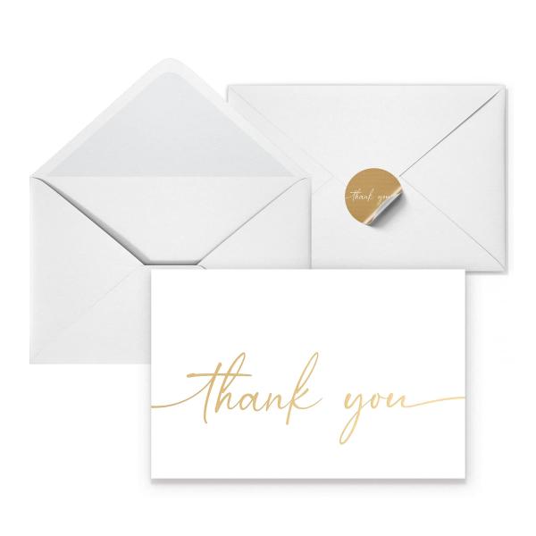 ・High-quality Cardstock: Our beautifully designed gold foil thank you cards with envelopes are with solid and great qual...