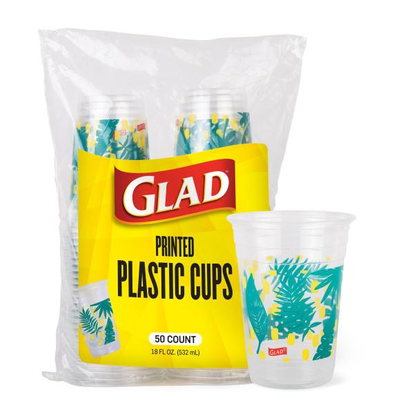 ・CLEAR CUPS WITH PALM LEAVES - Make any gathering or event a party when you use Glad Everyday Plastic Cups in cute desig...