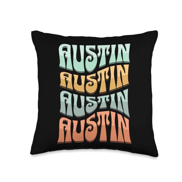 ・Austin in a vintage retro style font souvenir design with a sixties or seventies vibe. Fun big and bold look for those ...