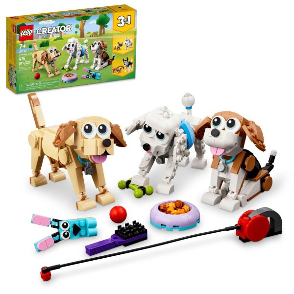 ・Kids can create 3 different groups of dogs with this LEGO Creator 3in1 Adorable Dogs toy building set, featuring animal...