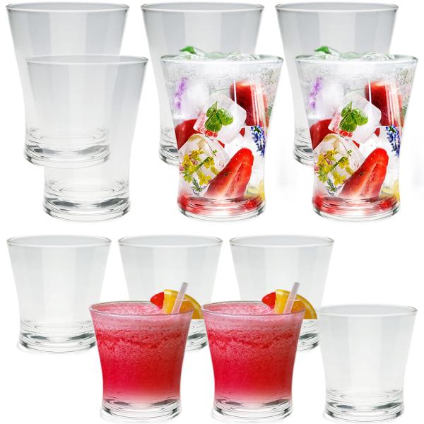 ・PREFERABLE SET: ARORA Classic Clear Plastic Tumblers, Set of 6pcs x 9oz and 6pcs x 16oz, 9oz capacity with 3.5inch tall...
