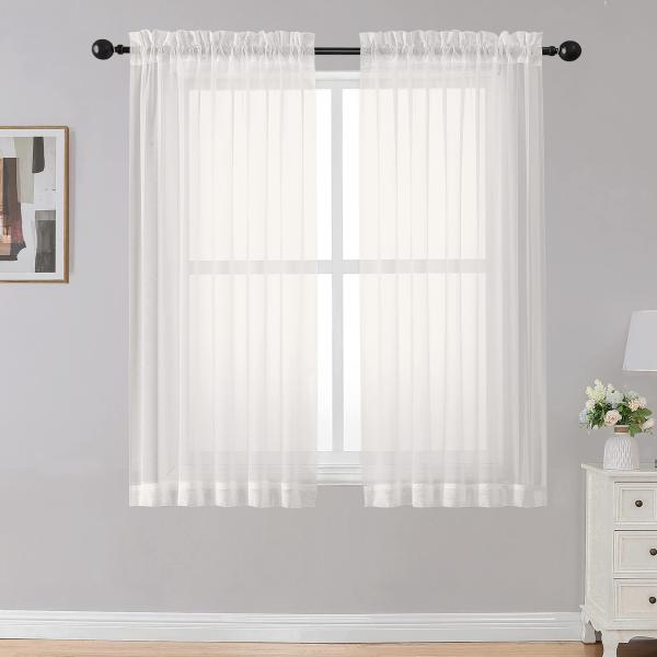 ・Sold as 2 Panels: Each package includes 2 pieces sheer curtains. Each panel measures 42 inch width, 54 inch long( The c...