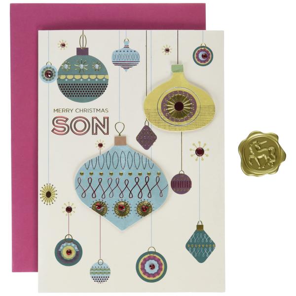 ・With the unique look and size of these graphic ornaments and a heartfelt sentiment, this is the perfect Christmas card ...