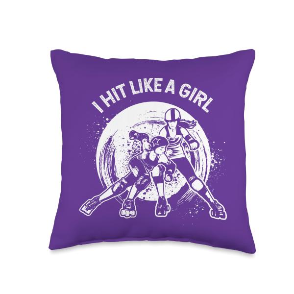 ・Roller Derby Shirts For Women I Hit Like A Girl design features a roller derby jammer battling it out with a blocker on...