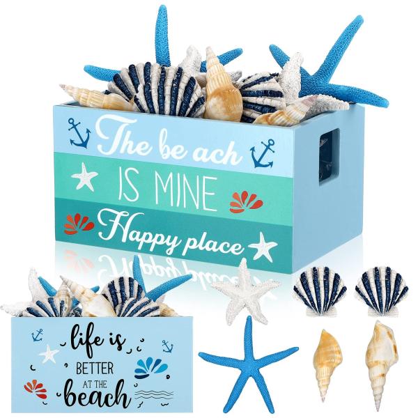 ・Summer Centerpiece Decoration: you will receive a double sided printed small beach crate and 2 pcs of shells, 2 pcs of ...