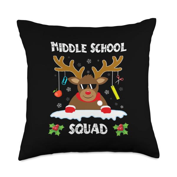 ・Middle School Squad Reindeer Shirt great Christmas pajamas, Xmas holiday outfit, ugly sweaters for teachers, teacher sq...