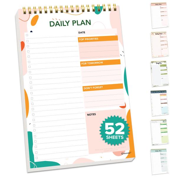 ・STAY ORGANIZED - Boost productivity with this 52-sheet pastel daily planner notepad. Simplify your routine and stay on ...