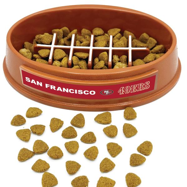 ・The SUPER-BOWL: - A Football-Shaped SLOW FEEDER PET BOWL - Officially licensed by the NFL! The Pets First ALL-NEW SUPER...
