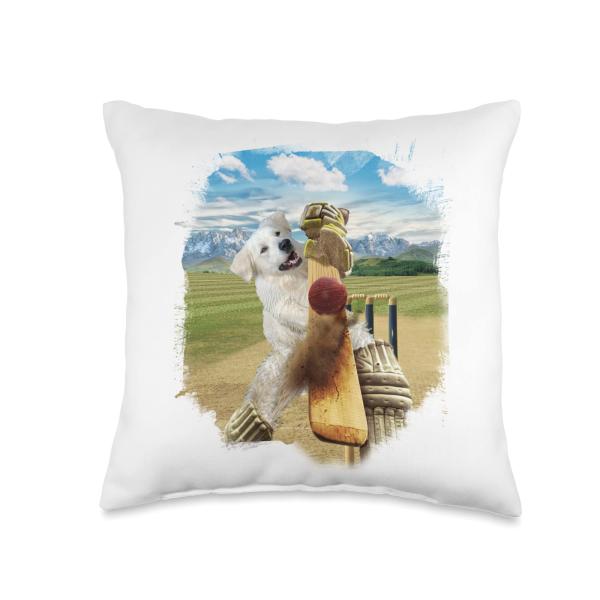 ・Golden Retriever Dog Playing Cricket・100% spun-polyester fabric・Double-sided print・Filled with 100% polyester and sewn ...