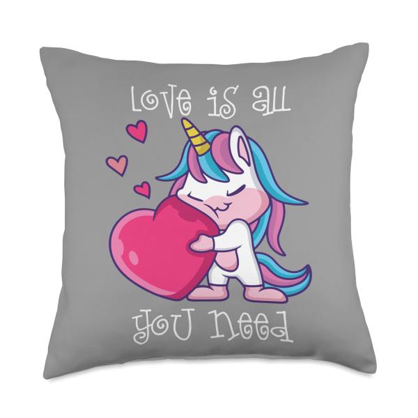 ・Valentine's Day or not, love is all you need like what's in this cute graphic of a unicorn hugging a big heart in the d...