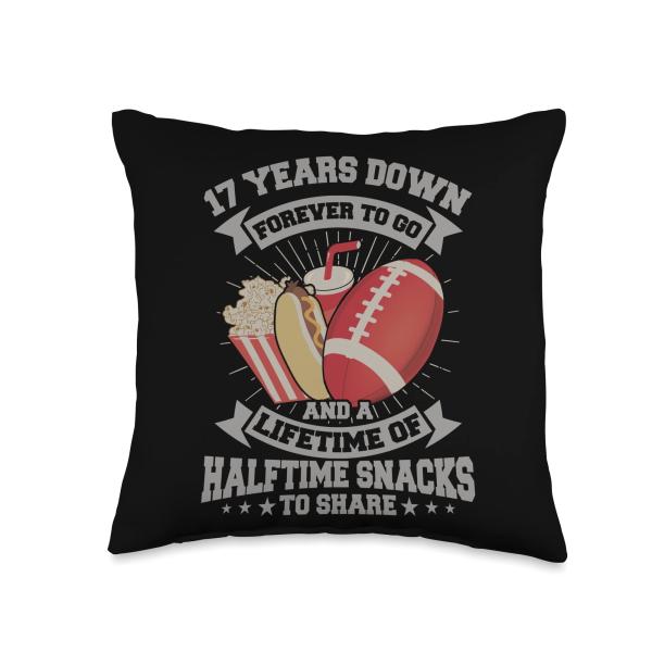 ・17 Years Down Forever to Go And A Lifetime Of Halftime Snacks to Share is a Funny Marriage Design to celebrate the Wedd...