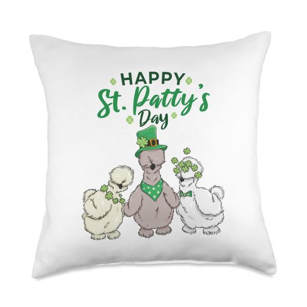 ・This funny chicken design says, Happy St. Patrick's Day and features a trio of cute Silkie chickens wearing shamrocks a...