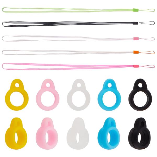 ・25PCS SET: Comes with 5pcs rubber lanyard string in 5 colors and 20pcs lostproof silicone rubber ring holder, 5 colors,...