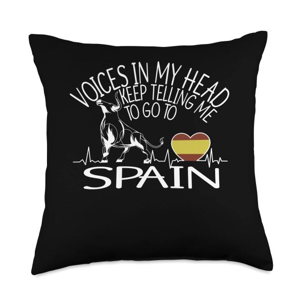 ・Perfect Outfit for every SPAIN Lover. Design with spanish Flag on a heartbeat line. Funny quote: "Voices in my head kee...