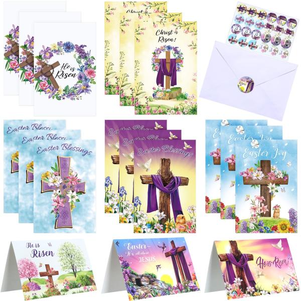 ・Easter Cards Set: the package you will receive comes with 48 sets of Easter card kits in 8 styles, each set includes 1 ...
