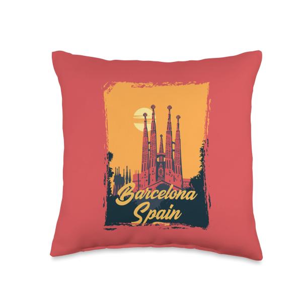 ・This Graphic Tee Features A Vintage Retro Sagrada Familia Under Sunset Poster. A Retro Font Give A Vintage Classic Look...