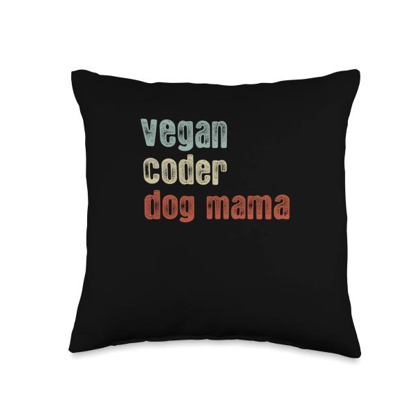 ・Retro design developer girl tee IT programming coding geek clothing, vegan sister designer tee, dog mama healthy food f...