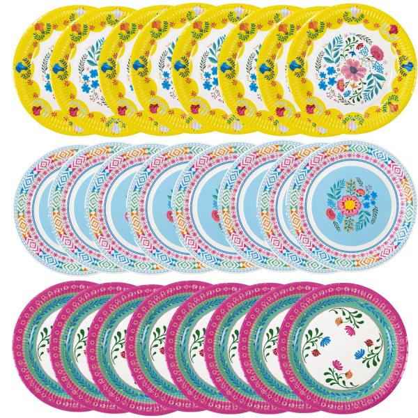 ・These colourful floral paper plates by Talking Tables will brighten up any party table・SIZE - Large pack with 24 boho p...