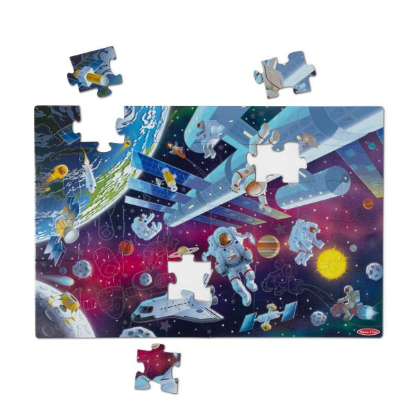 ・Piece together the 48-piece cardboard jigsaw floor puzzle in bright light, then discover hidden glow-in-the-dark pictur...