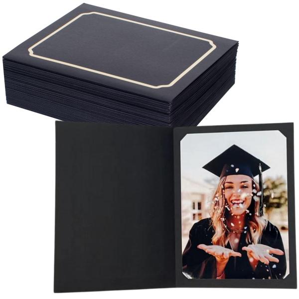 ・【Dual-Size Versatility】 Holds both 4x6 ＆ 5x7 photos - Each photo folder has angled cuts in the four corners to hold pho...
