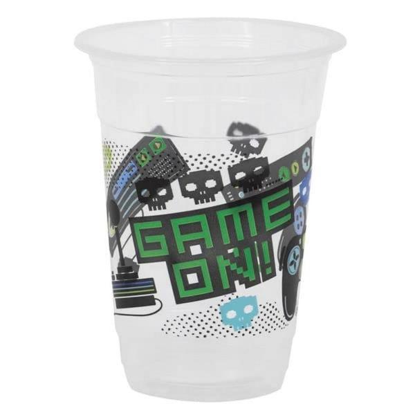・GAME ON PARTY CUPS: Introducing our 'Game On' White Plastic Party Cups (Pack of 8) - 16 Oz. The perfect stylish additio...