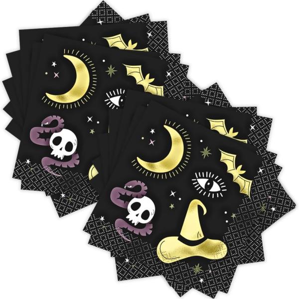 ・CELESTIAL HALLOWEEN LUNCHEON NAPKINS: Elevate your spooky festive table d〓cor and Halloween parties with these elegantl...