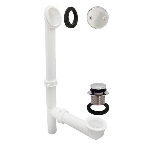 ・1-1/2" WHITE TUBULAR BATH WASTE ASSEMBLY: Complete kit includes all necessary components for a secure, easy-to-install ...