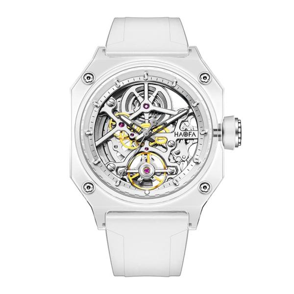 ・Square Crystal Watch: Double-sided hollow transparent crystal automatic watch, 1HA0E automatic movement, the vibration ...