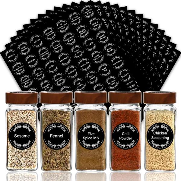 ・Covers Every Spice - From Achiote to Za'atar: 672 round stickers, including 588 preprinted names of common, rare, regio...