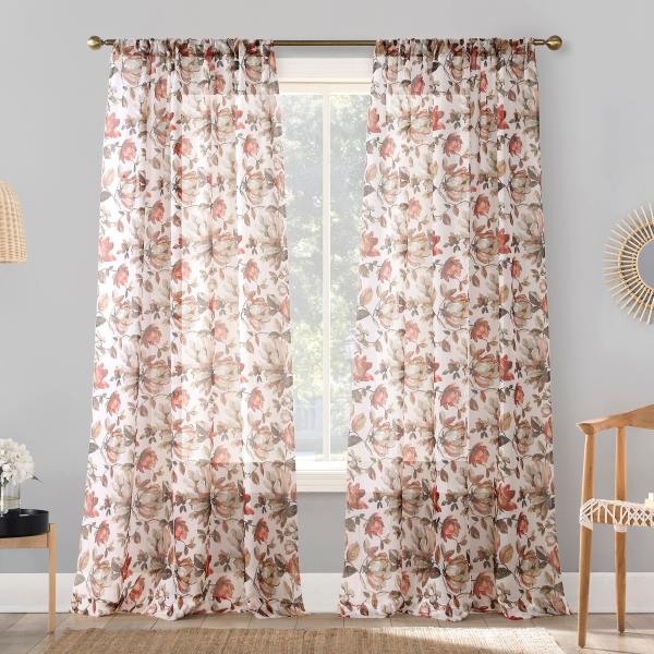 ・Mae Floral print adds contemporary elegance・Gently filters light while enhancing privacy・Rod pocket design allows for e...