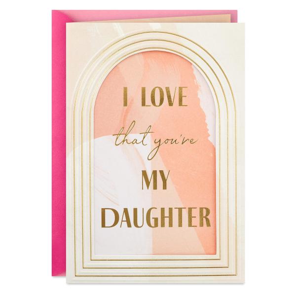 ・特別な日に娘に最高の願いを伝えるカードで、彼女がどれだけ愛されているかを知らせます。・カバーは、ピンクの水彩画の背景に金箔のアクセントのアーチと、「I love that you're my daughter」というメッセージが特徴です。...