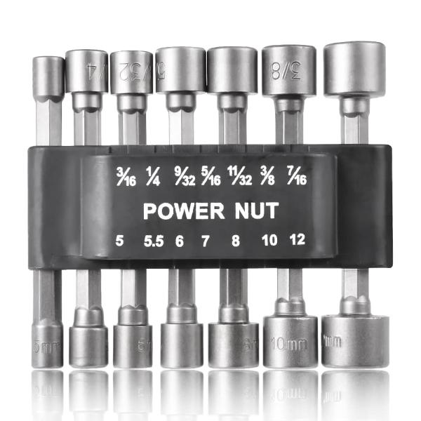 ・Power Nut Driver Sizes: Shank diameter 1/4 inch (6.35mm). Inch 3/16 inch (4.76mm), 1/4 inch (6.35mm), 9/32 inch (7.14mm...