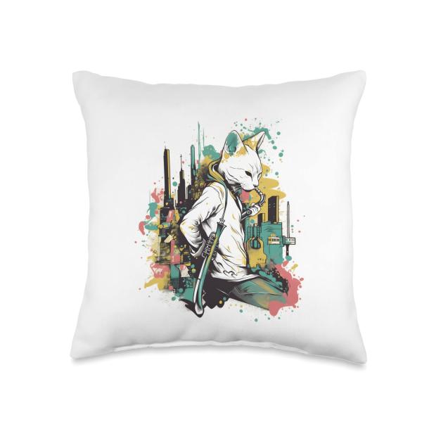 ・Get urban cool with Jazzy Cat in the City! A street-smart cat plays trumpet in a graffiti-inspired scene. Bold colors a...