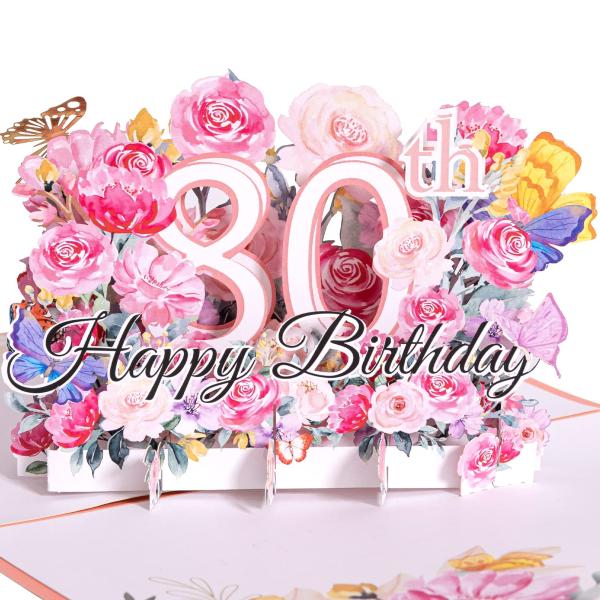 ・【Ideal Gift】: This 80th birthday pop up card would be a great gift for women, her or friends. Card folds flat and can b...