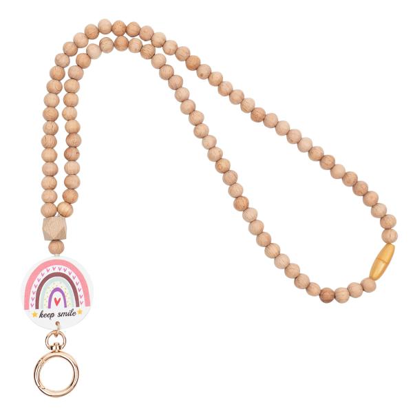 ・【Packing List】 This package comes with 1 stylish rainbow wood lanyards and a keychain with a metal badge clip. It can c...