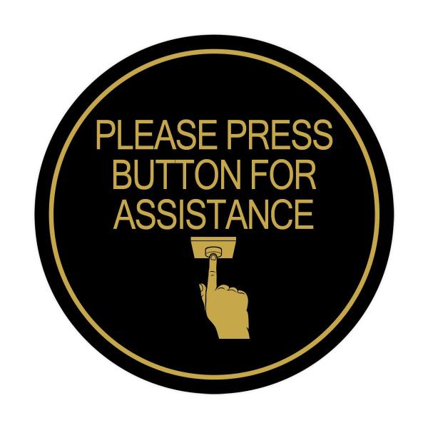 ・「Circle Please Press Buttonでアシスト」自宅、オフィス、ビジネス、ショップ用のサイン。・寸法:高さ8インチ x 幅8インチ・プレミアムレーザー彫刻プラスチック・サインには、オプションの強力なフォーム両面粘着テープ...
