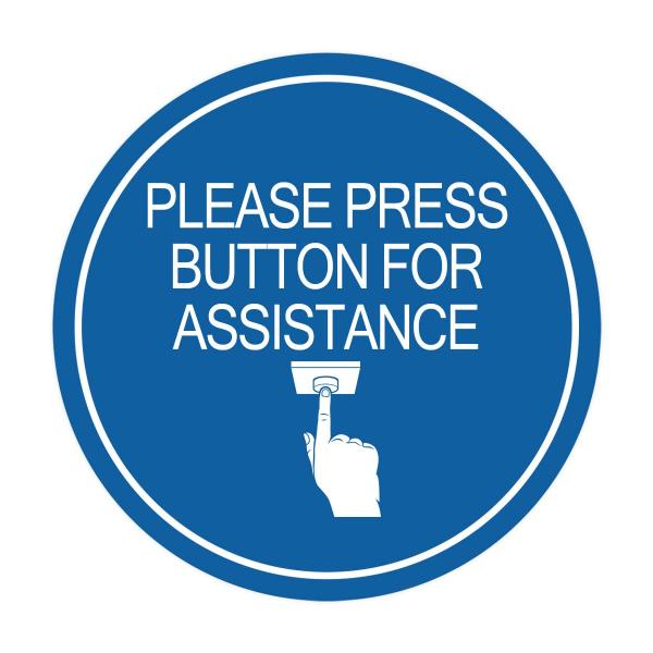 ・「Circle Please Press Button For Assistance」のサイン。ご自宅、オフィス、ビジネス、ショップに。・寸法:高さ8インチ x 幅8インチ・プレミアムレーザー彫刻プラスチック・サインには、オプションの強力...