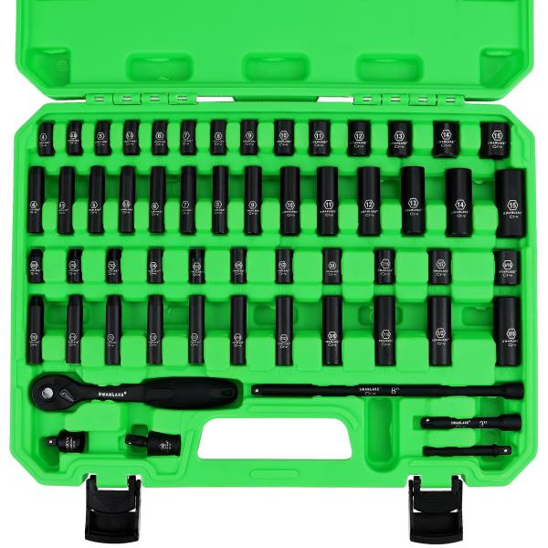 ・COMPREHENSIVE SELECTION - This 56-piece 1/4" drive impact socket set includes SAE (5/32"-9/16") and metric (4-15mm) siz...
