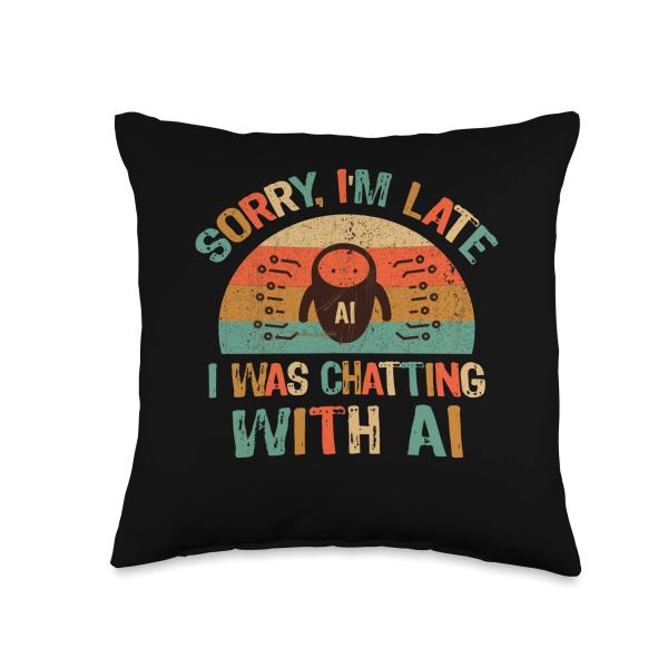 ・Novelty I'm late, chatting with AI tee. Celebrating artificial intelligence with vintage nerdy AI apparel, artificial i...