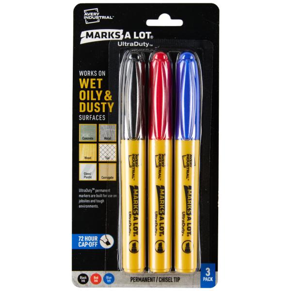 ・Built for jobsites, Avery UltraDuty 5mm chisel tip markers are perfect for bins, metal, wood, concrete, corrugate and m...