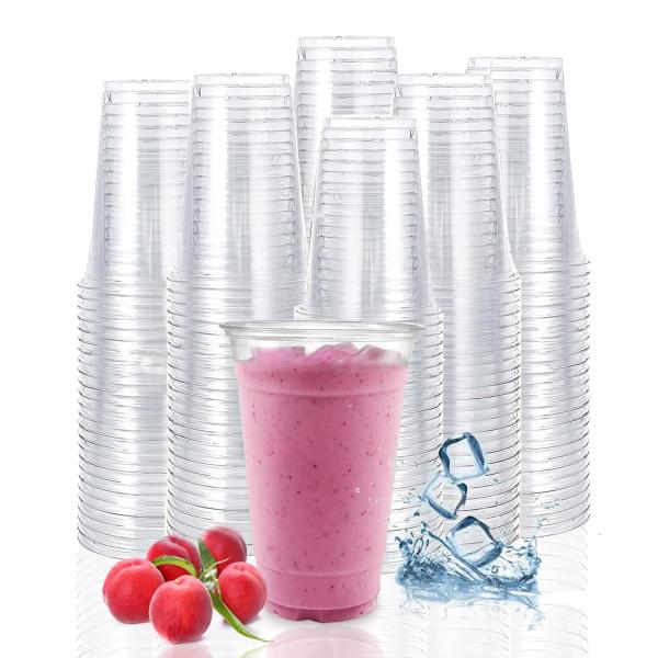 ・INCLUDED: 20 oz clear Plastic Cups 100 Pack.Height Top 5.5 Inches,Diameter 3.86 Inches,Bottom Diameter 2.3 Inches,Ideal...