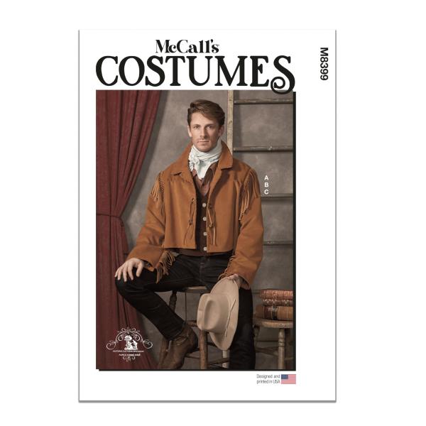 ・McCall's ソーイングパターンパケット。縫製テンプレート、推奨生地、パターンピース、サイズガイド、説明書（英語）が付属します。・対応サイズ：メンズサイズ34・36・38・40・42。・オールドウエスト風衣装。裏地なしジャケットはレー...