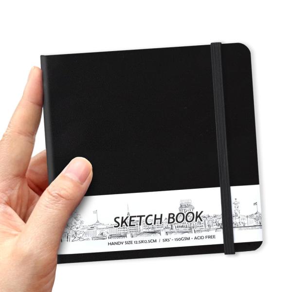 ・Hardcover Sketchbook: Includes 58 sheets, 150 gsm blank beige dowling paper with elastic closure band. It is easy to la...