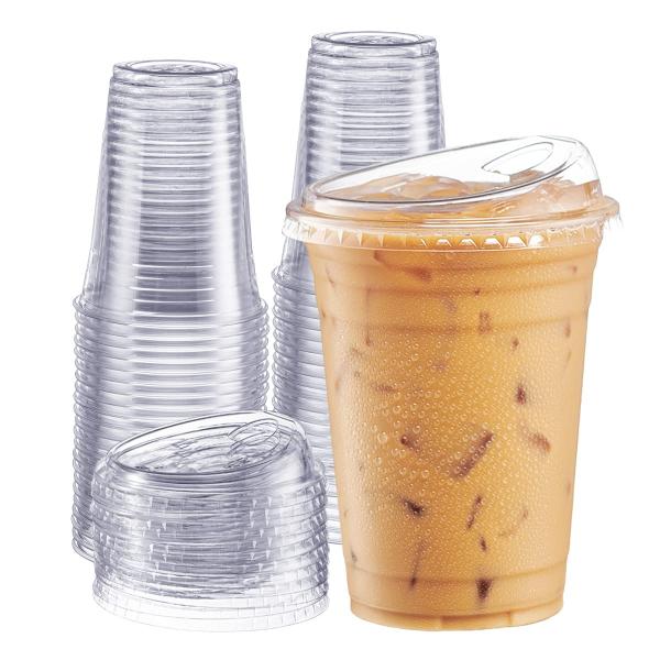 ・Perfect Iced Coffee Cups with Lids: Designed for your favorite iced drinks, these 16 oz plastic coffee cups with strawl...