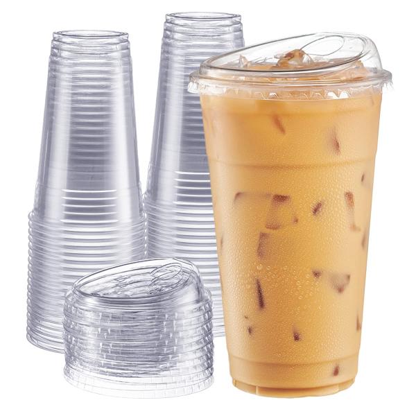 ・Perfect Iced Coffee Cups with Lids: Designed for your favorite iced drinks, these 24 oz plastic coffee cups with strawl...