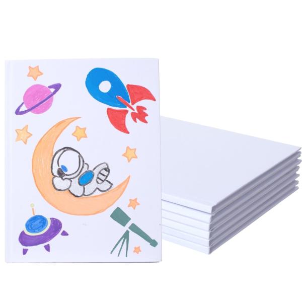 ・無地ハードカバースケッチブック：18シート（36ページ）、カスタマイズ可能な無地ハードカバー付き。6冊1パック。子どもや学生が物語を描いたり、スケッチしたり、文字を書くのに最適です。\n・カスタマイズ可能：ステッカー・グリッター・クレヨン...